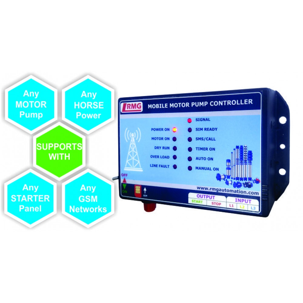 Three Phase GSM Mobile Motor Pump Controller with All Safety Protection ...
